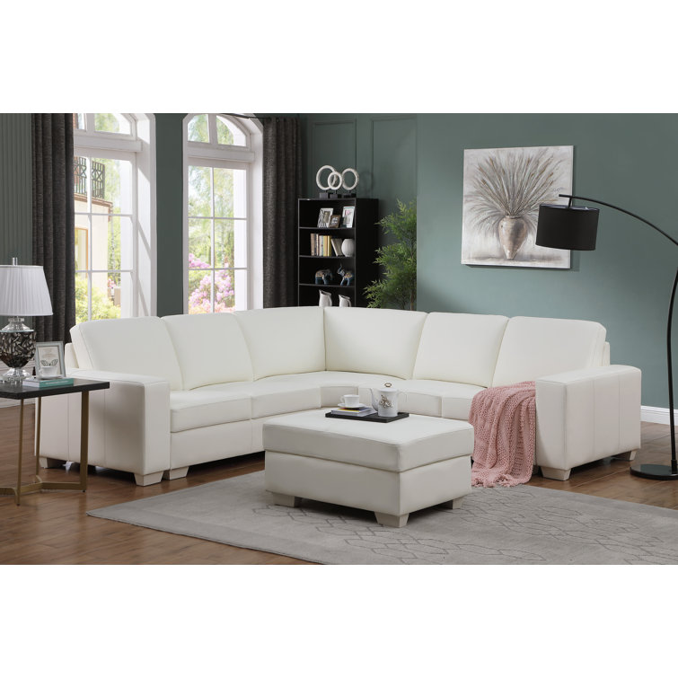 Wade Logan® Bucurel 4 - Piece Leather Sectional & Reviews | Wayfair